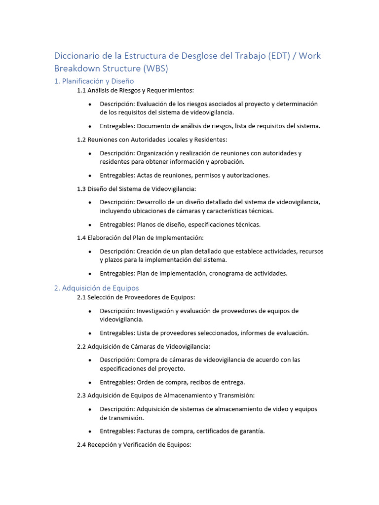 Diccionario de La Estructura de Desglose Del Trabajo | PDF | Simulación | Informática