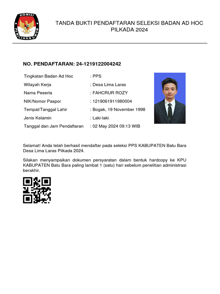 Tanda Bukti Pendaftaran | PDF