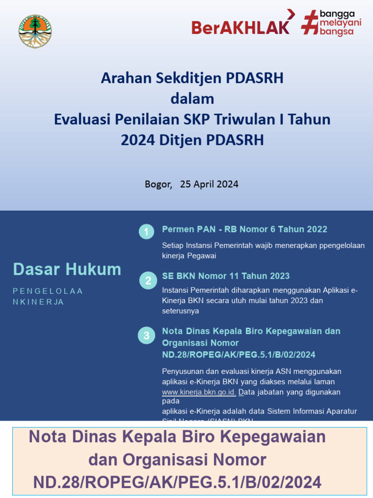 Arahan Sekditjen Evaluasi SKP TW I 2024 | PDF | Karier & Perkembangan | Pengelolaan Keuangan & Uang