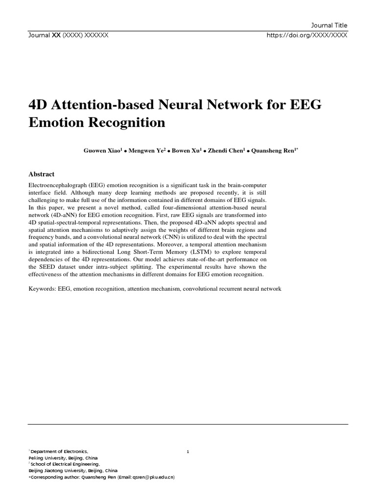 4d Attention Based NN For Eeg Emotion Recognition | PDF | Electroencephalography | Deep Learning