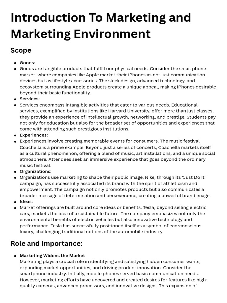 Module 1 Introduction To Marketing and Marketing Environment | PDF ...