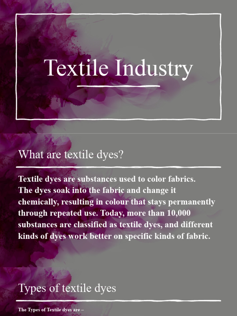 Understanding Textile Dyes and Their Impact | PDF