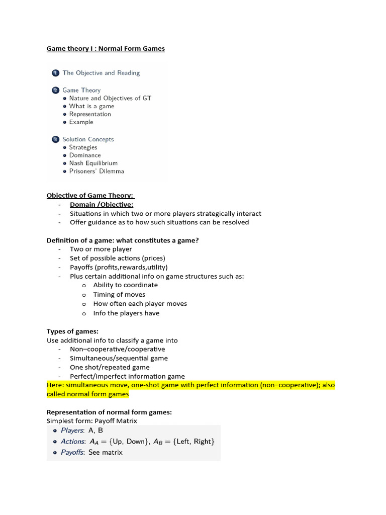 Normal Form Games | PDF | Game Theory | Systems Theory