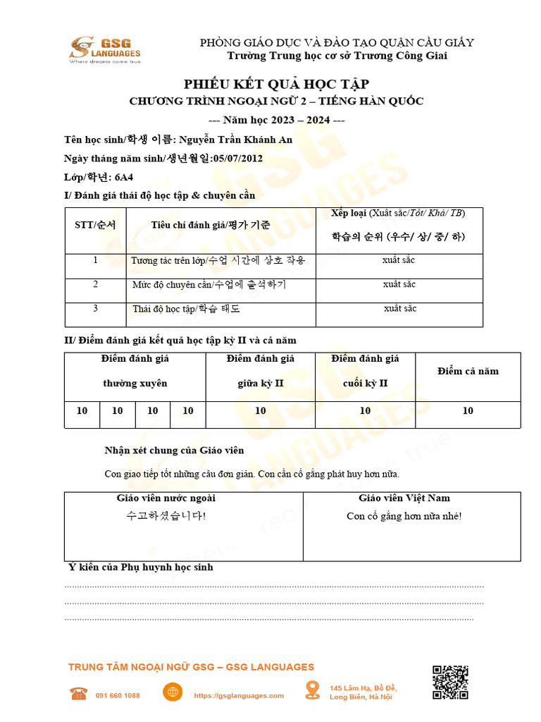 BÁO CÁO HỌC TẬP 6A4 | PDF