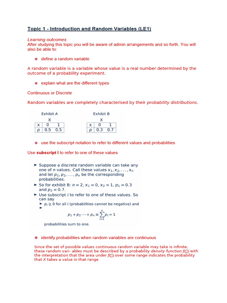 Understanding Random Variables and Types | PDF | Teaching Methods ...