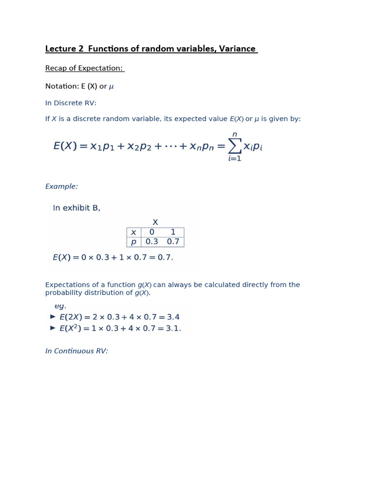 L2 Functions of Random Variables | PDF | Science & Mathematics | Computers