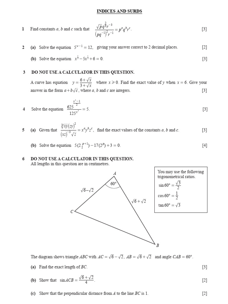 Advanced Math Problem Set | PDF | Trigonometric Functions | Quadratic Equation