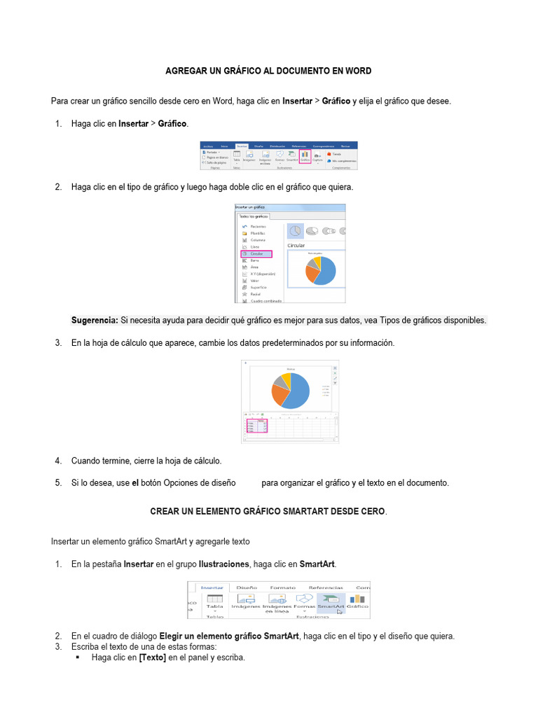 1-Agregar un gráfico y smartart al documento en Word | PDF ...