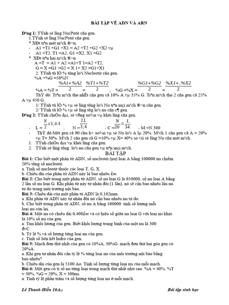Bai Tap Ve Adn Va Arn T9Ff5fRfxCZOfI 050217 | PDF