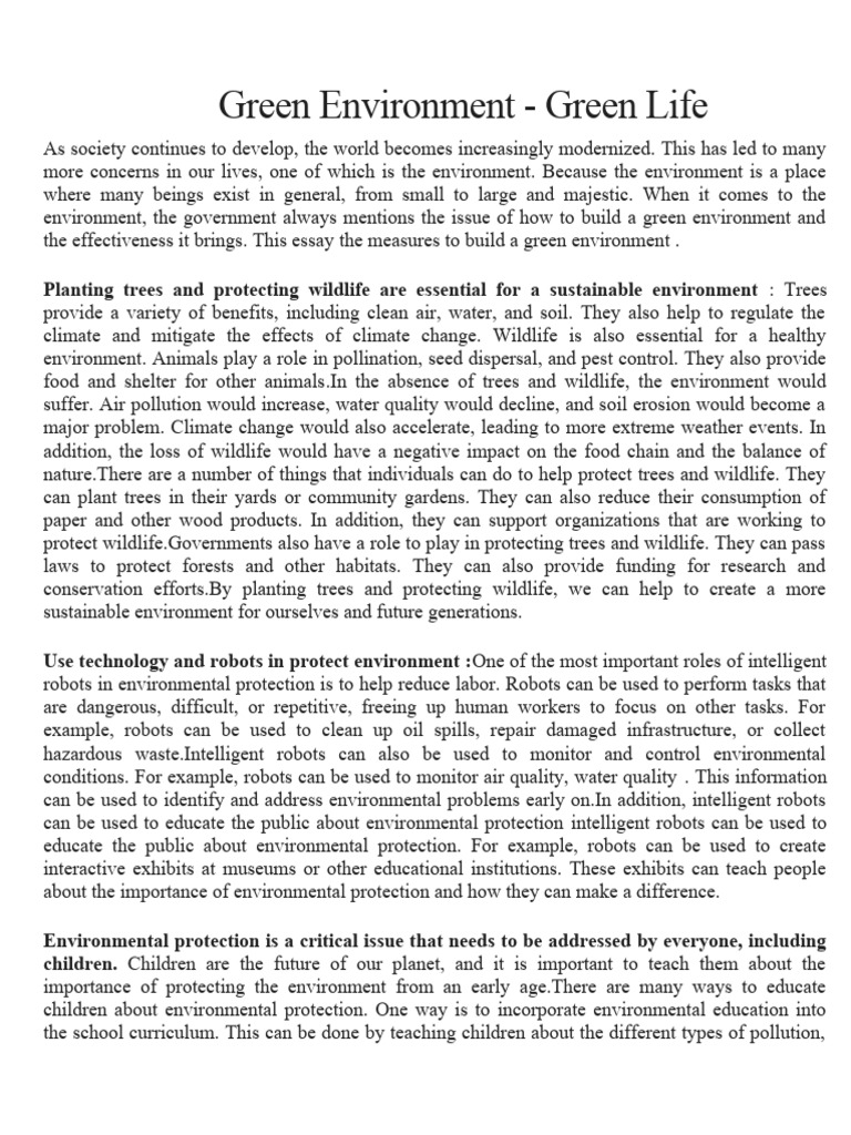 Green Environment | PDF | Natural Environment | Robotics