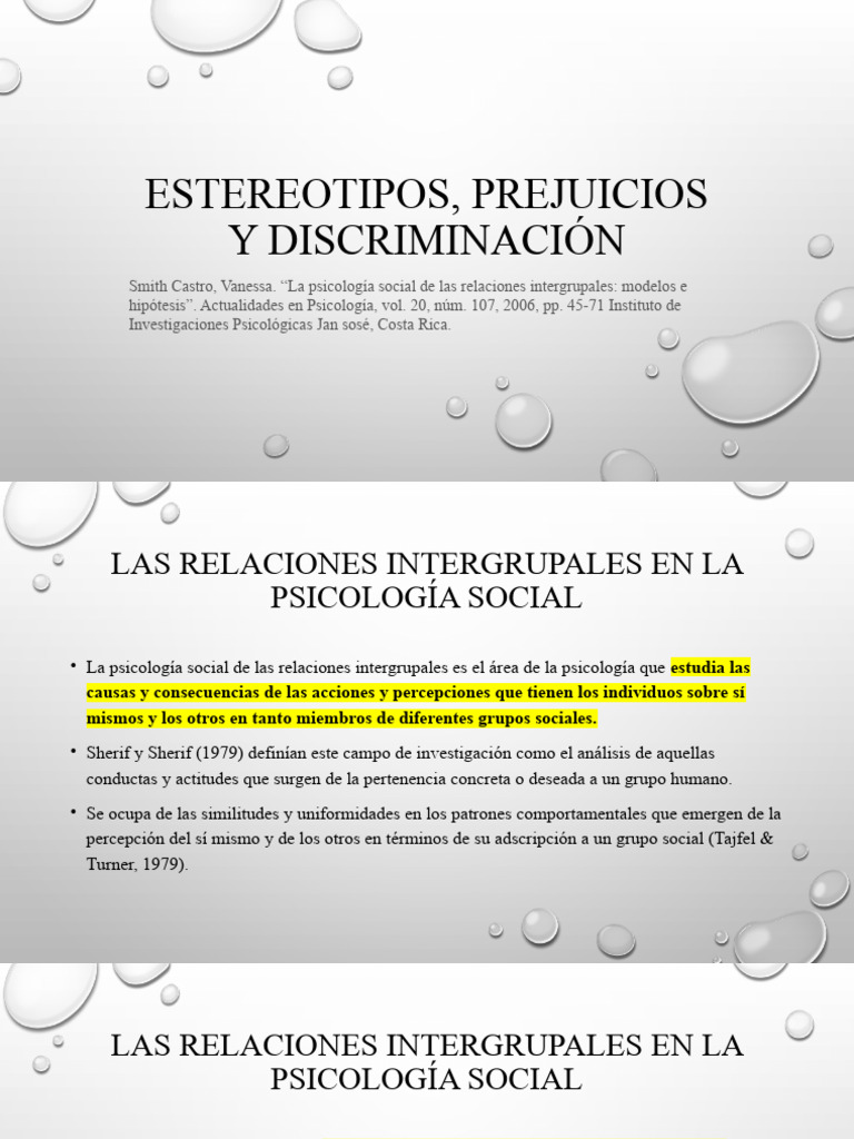 Estereotipos, Prejuicios y Discriminación - Clase | PDF | Prejuicios | Psicología Social