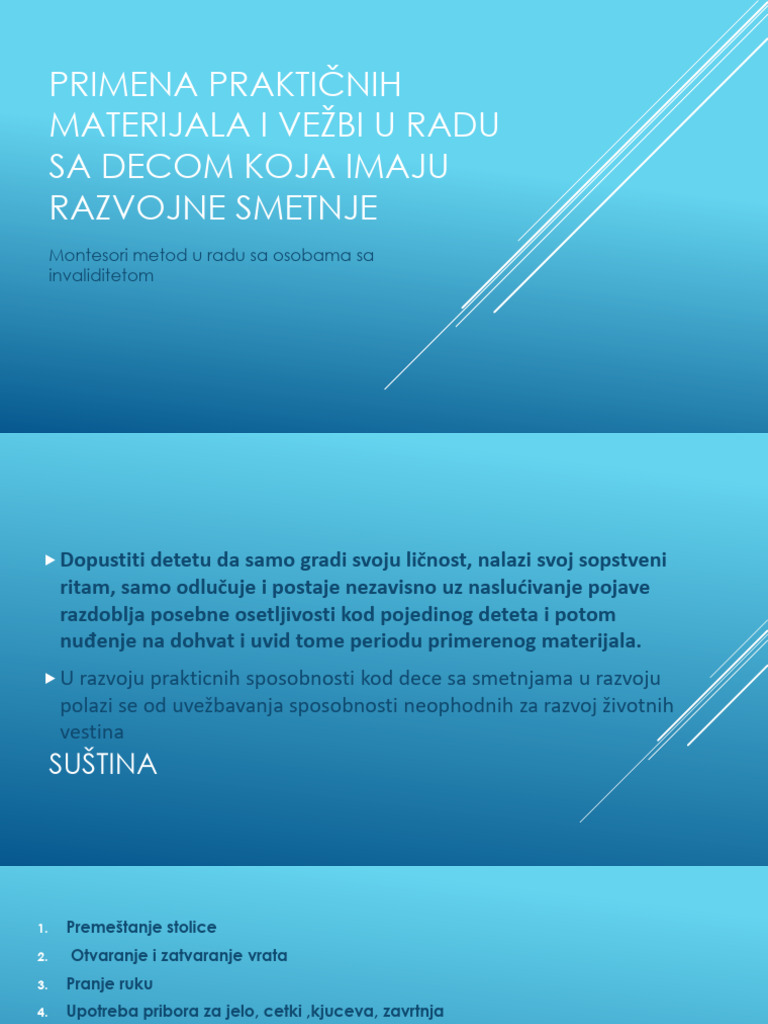 Primena Praktičnih Materijala I Vežbi U Radu Sa Osobama Sa Razvojnim ...