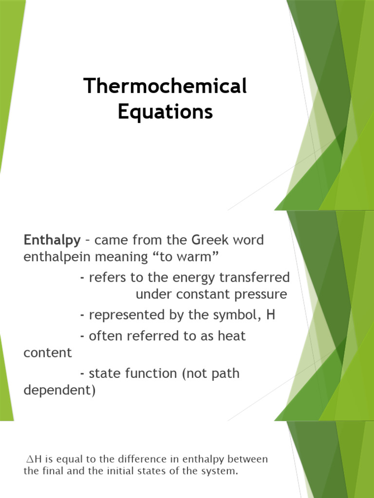 Thermochemical Equations and Calculations | PDF | Heat | Enthalpy