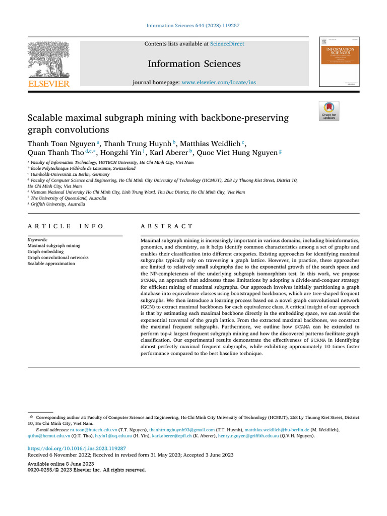 Scalable maximal subgraph mining with backbone-preserving graph ... Scalable maximal subgraph mining with backbone-preserving graph ...