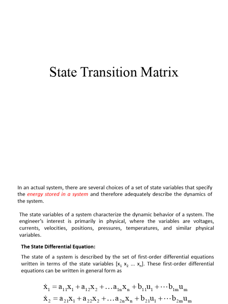 State transition matrix | PDF | Mathematical Objects | Algebra