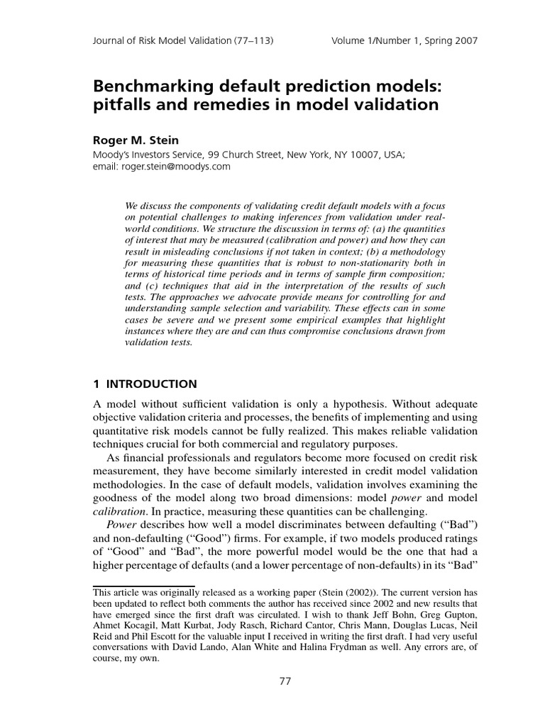 BenchmarkingDefaultPredictionModels TR030124 | Download Free PDF | Receiver Operating ...