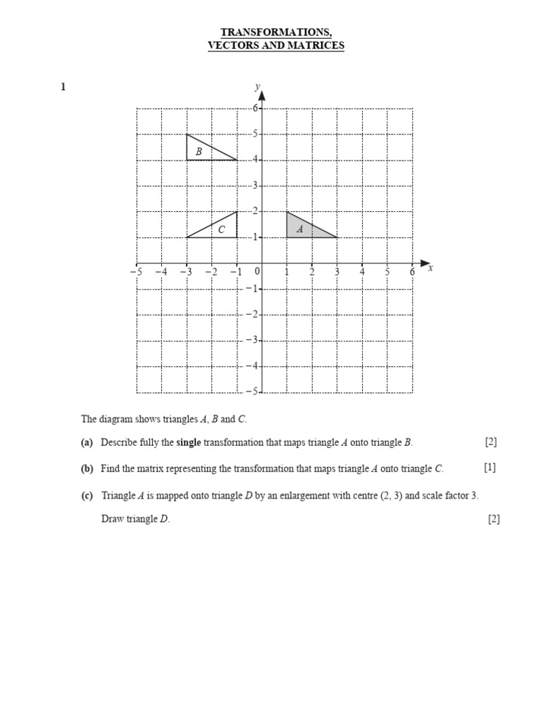 Transformations, Vectors and Matrices (10+22) | PDF | Shape | Matrix (Mathematics)