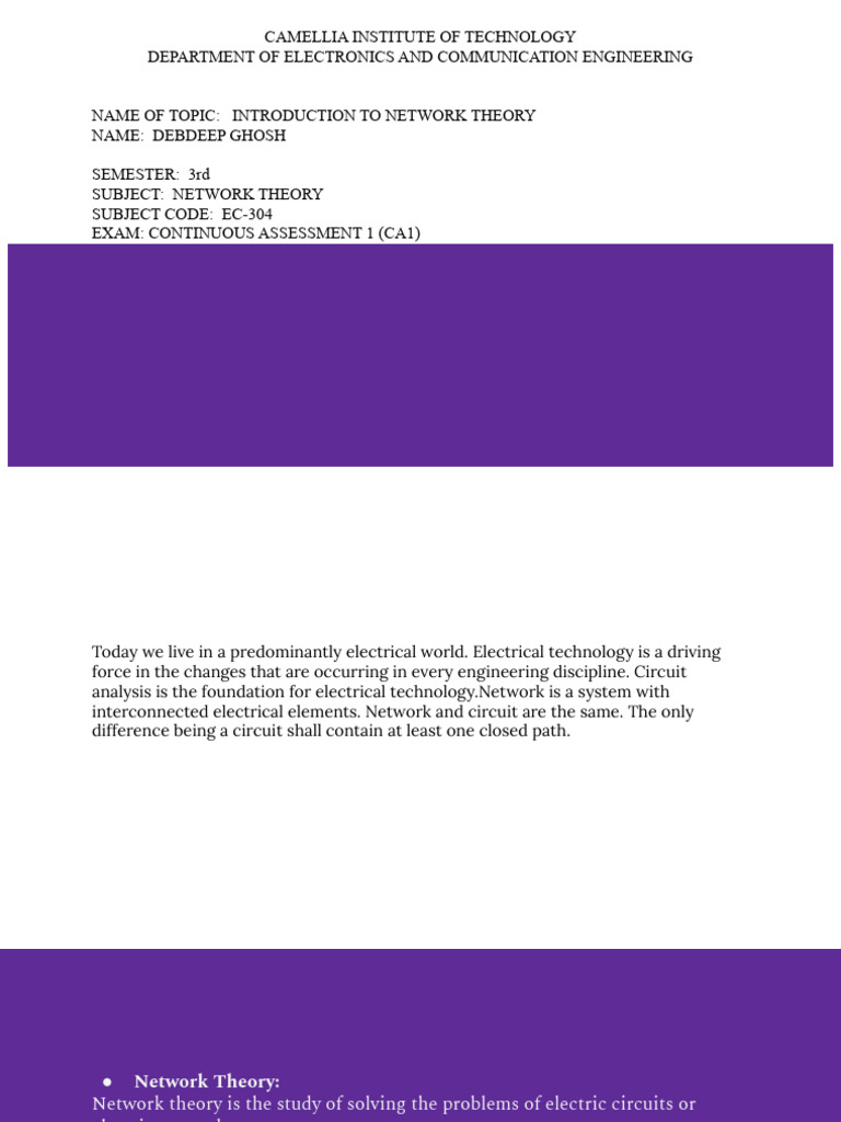 Ca1 Ec304 | PDF | Electrical Network | Passivity (Engineering)