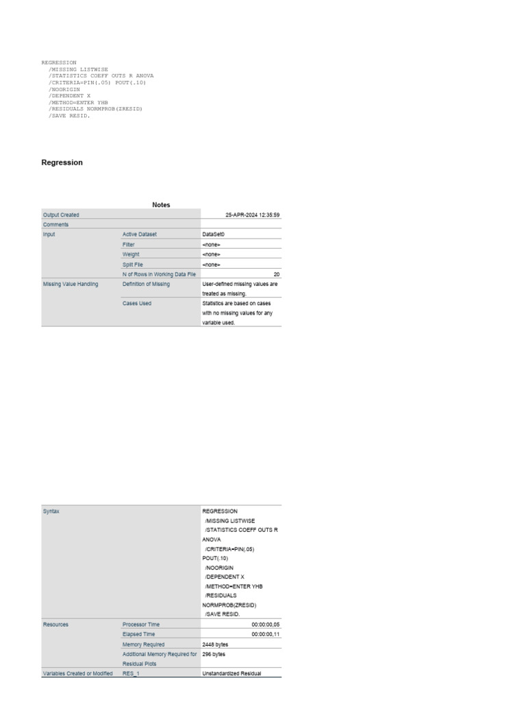 Output HB HM | PDF | Errors And Residuals | Regression Analysis