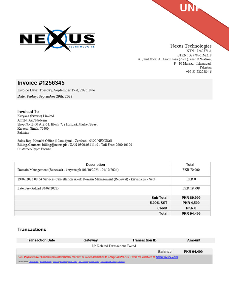 Domain Invoice Sample | PDF | Payments