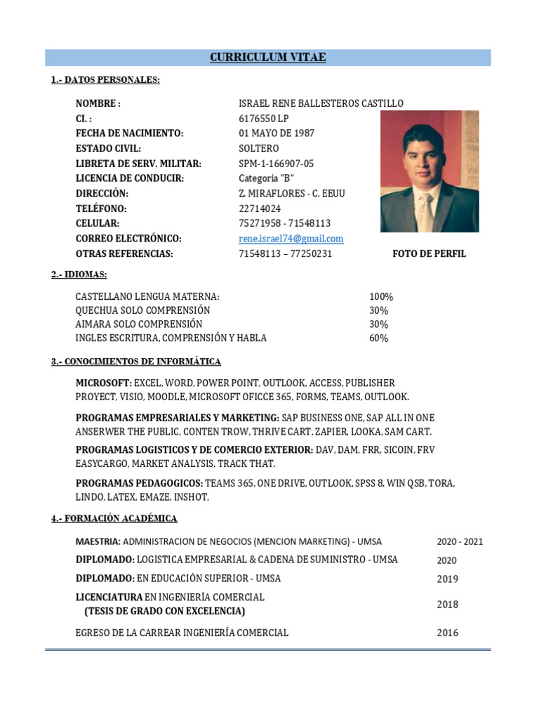 Mark CV Rene Ballesteros 1-1 | PDF | Administración Pública | Logística