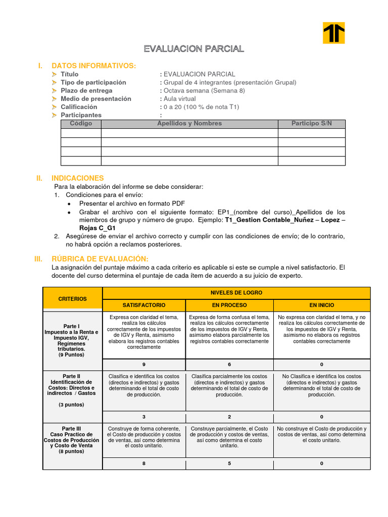 EVALUACION PARCIAL - GESTION CONTABLE | PDF | Impuestos | Evaluación