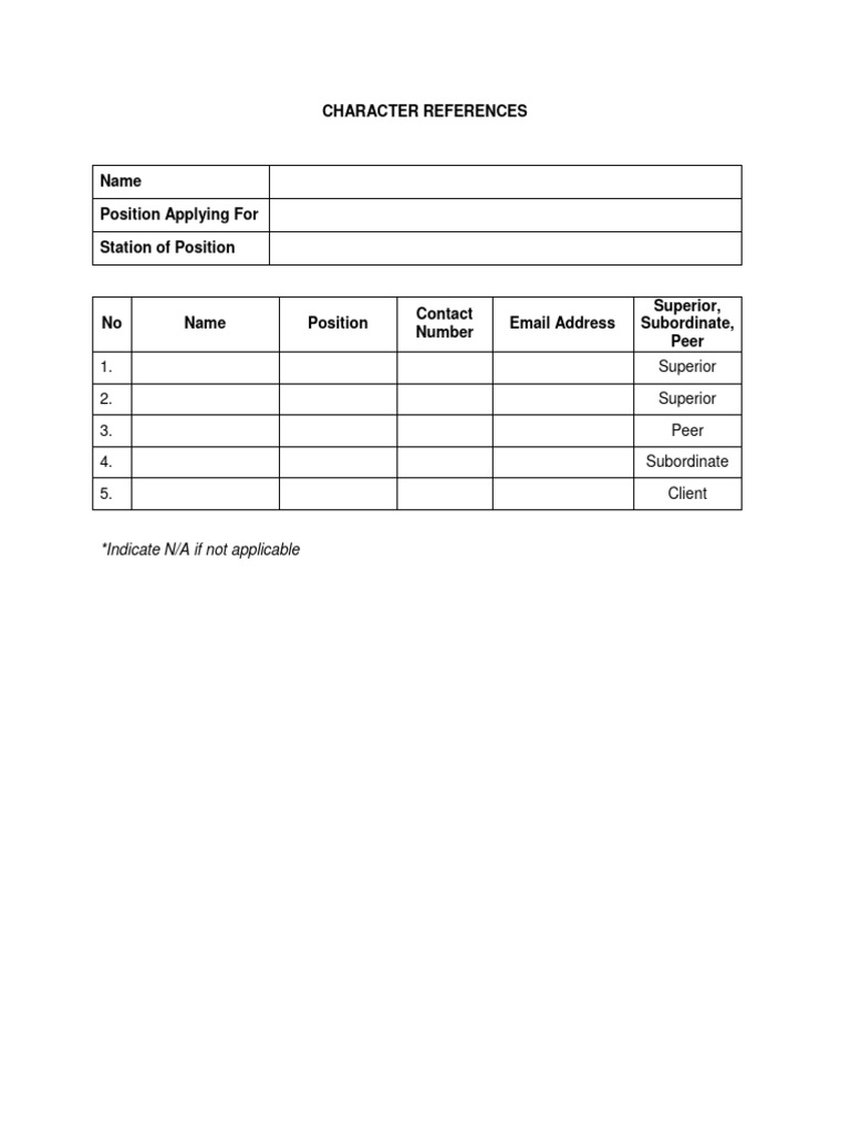 Character Reference Template | PDF
