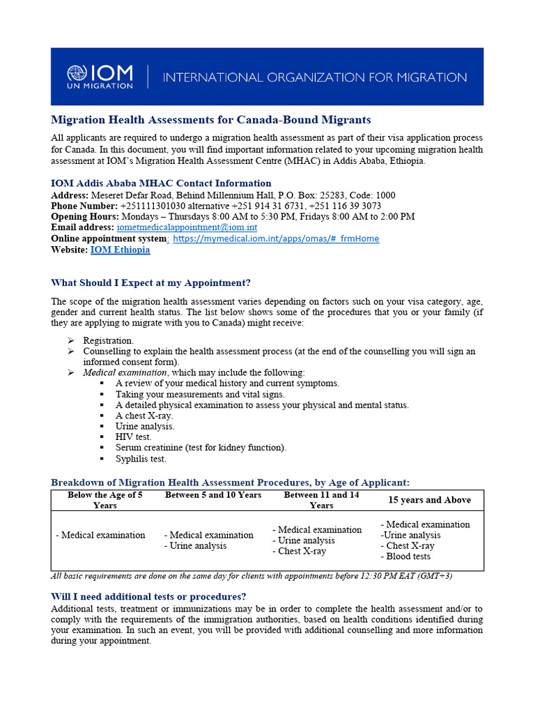Canada Migration Health Assessment Guide | PDF | Tuberculosis | Physical Examination