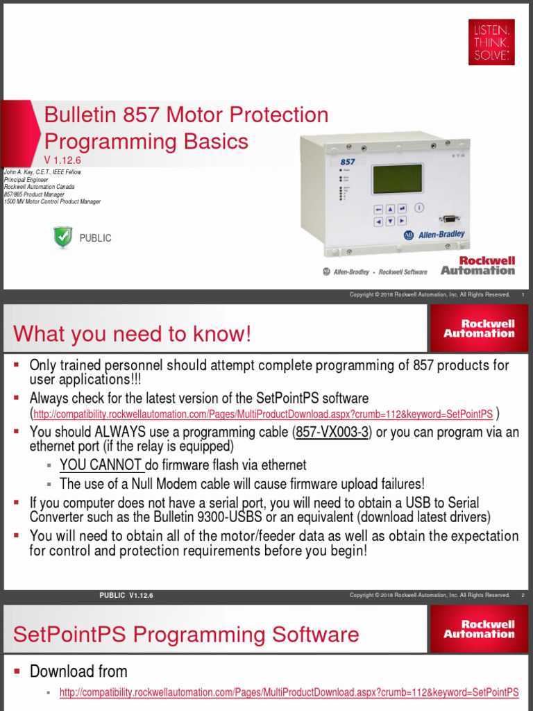 857 Programming - Motor Protection v1.12.6 | PDF | Fuse (Electrical ...