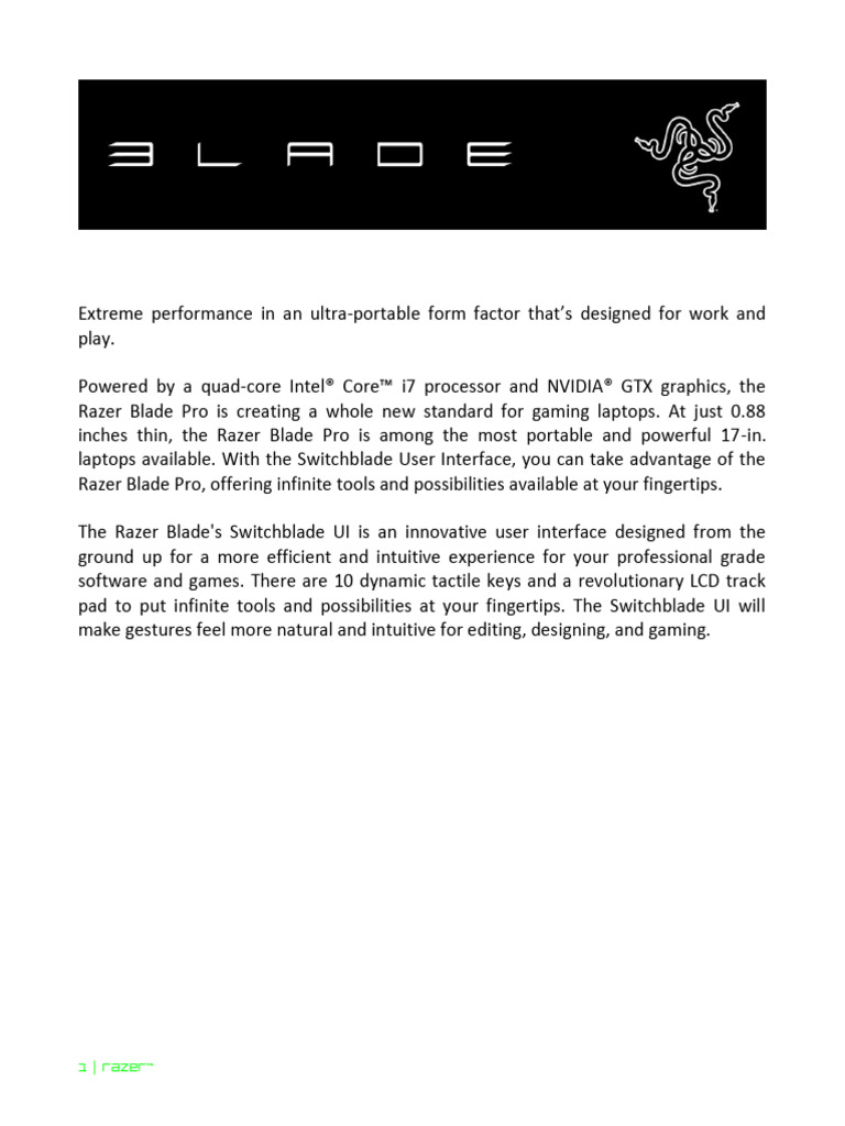 1 Razer™ Pdf Computer Keyboard Menu Computing 