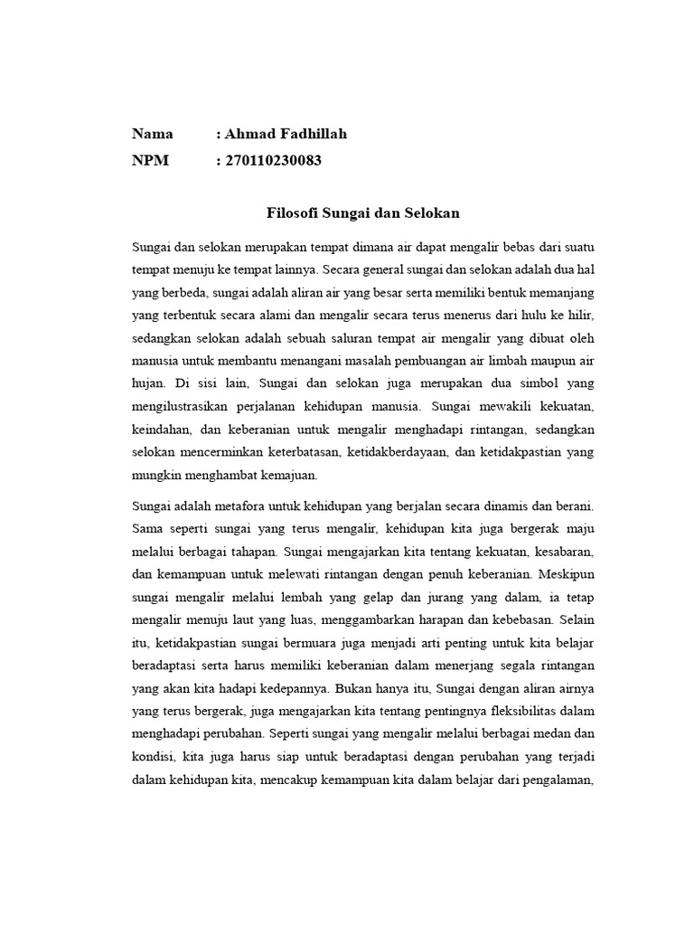 Filosofi Sungai Dan Selokan | PDF | Kajian Bahasa Asing | Puisi