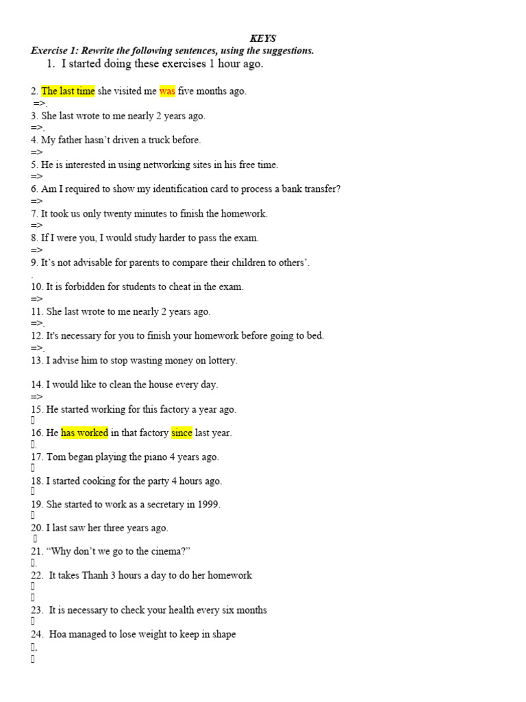 Revision - Writing E11 - Keys | PDF