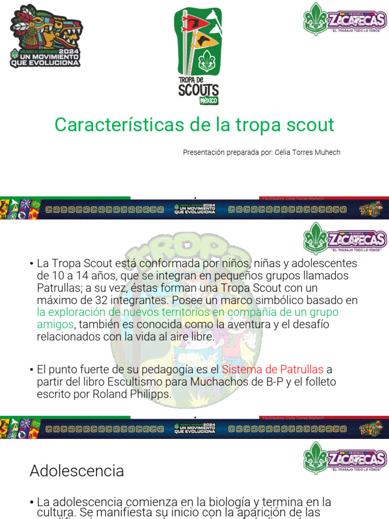 Características de La Tropa Scout 2024 | PDF | Exploración