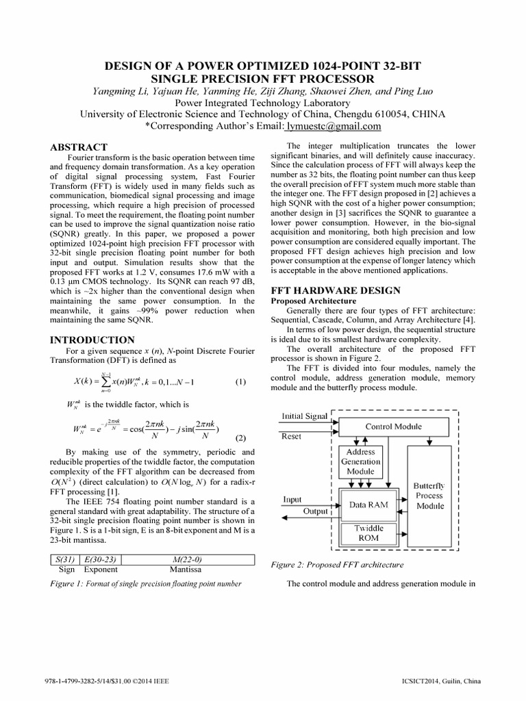 Design Of A Power Optimized L024 Point 32 Bit Pdf Fast Fourier