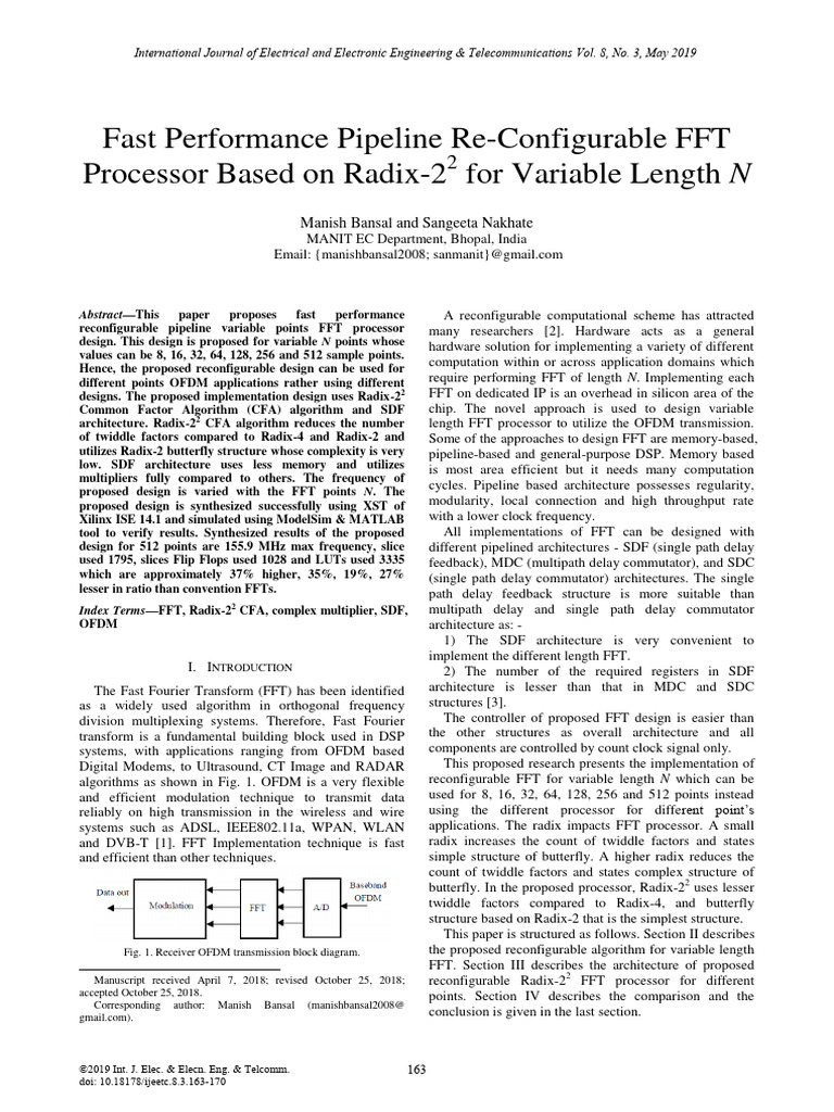 Fast Performance Pipeline Re-Configurable FFT | Download Free PDF ... Fast Performance Pipeline Re-Configurable FFT | Download Free PDF ...