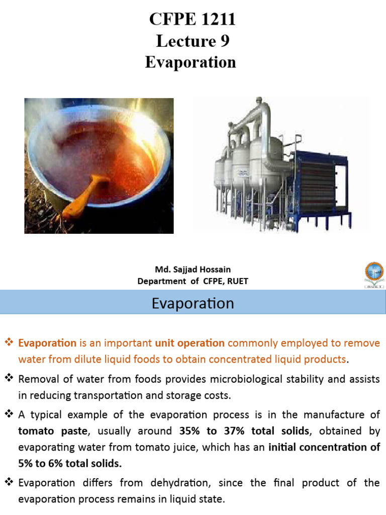 Lecture 9 Evaporation | PDF | Heat Transfer | Enthalpy