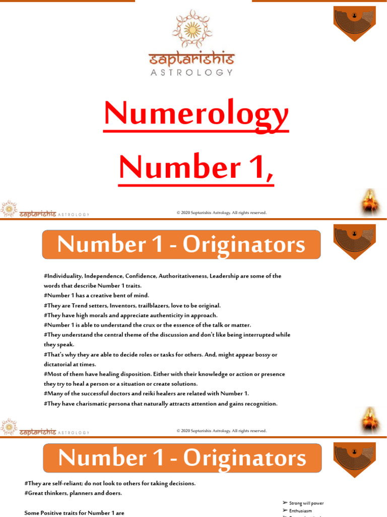 Vedic Numerology Number 1,2,3 | PDF