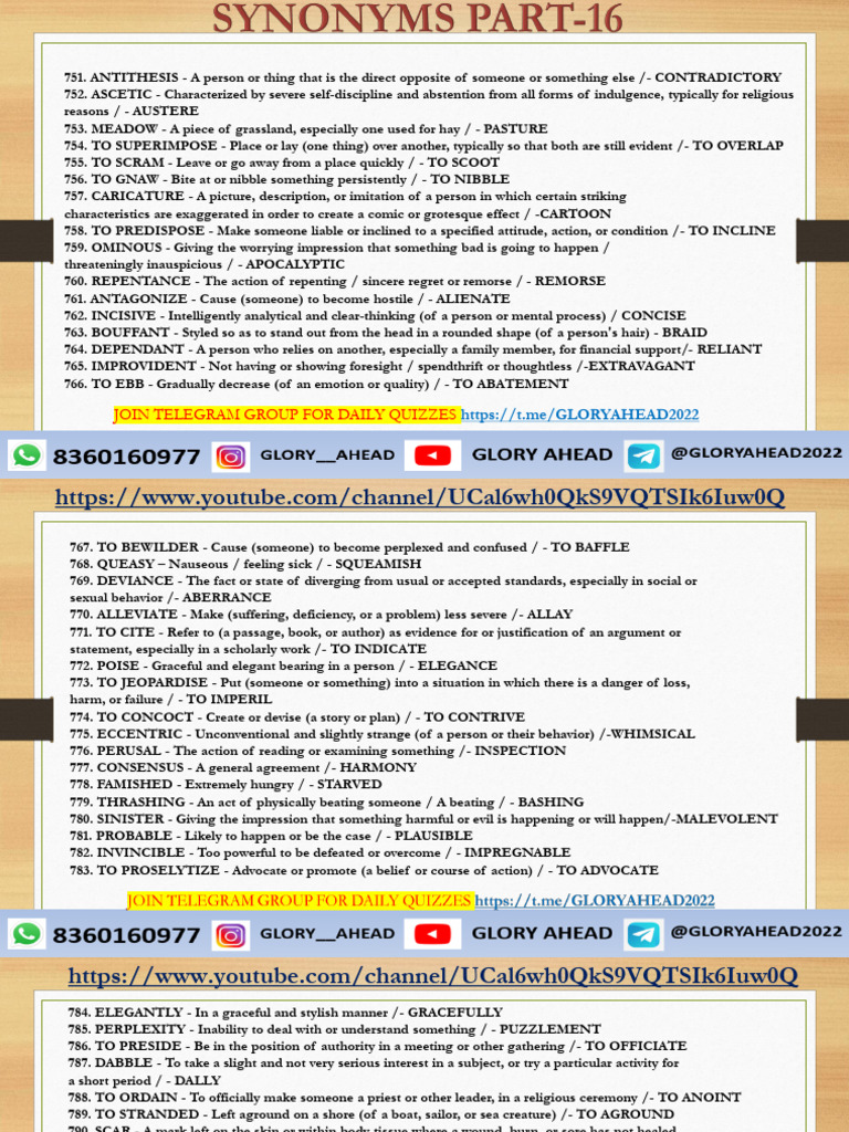 Synonyms Part 16 | PDF
