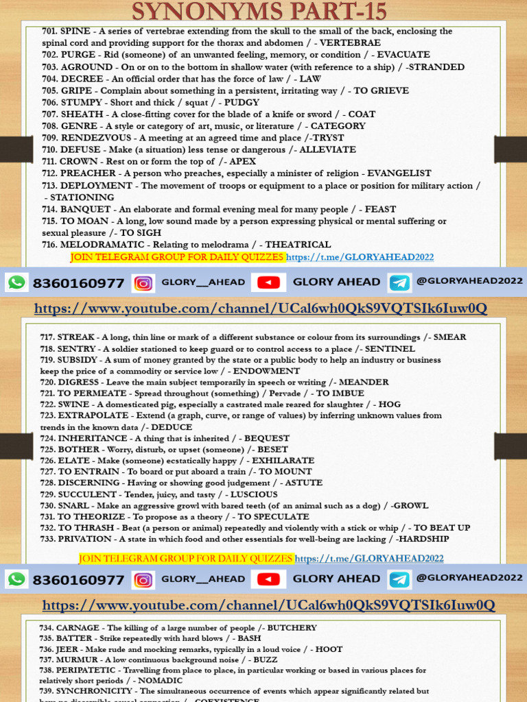 Synonyms Part 15 | PDF | Vertebral Column