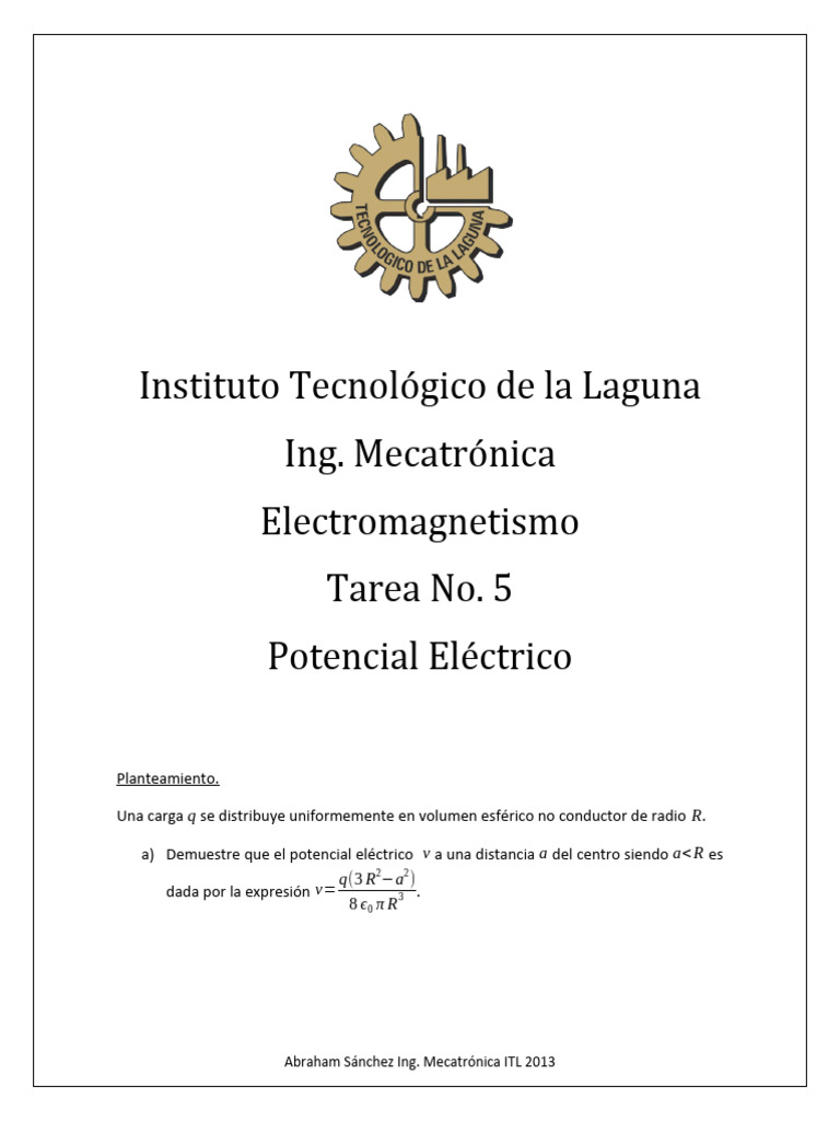 Electromagnetismo - Tarea No. 5 | Descargar gratis PDF | Electromagnetismo | Ingenieria Eléctrica