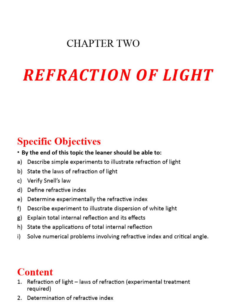 Refraction Pdf Refraction Refractive Index