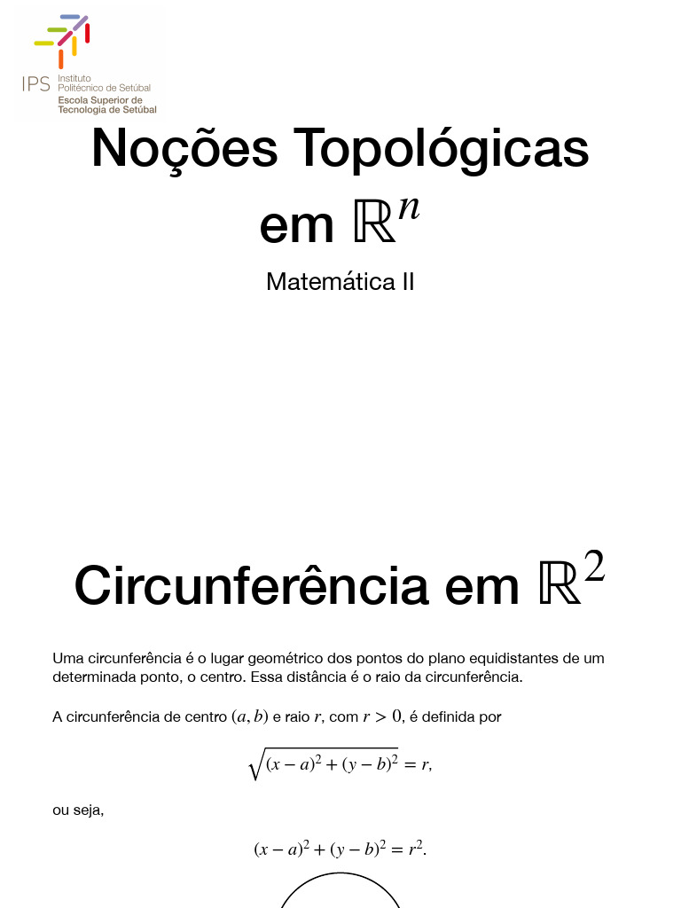 Noções de Topologia em ℝn | PDF | Círculo | Geometria Euclidiana