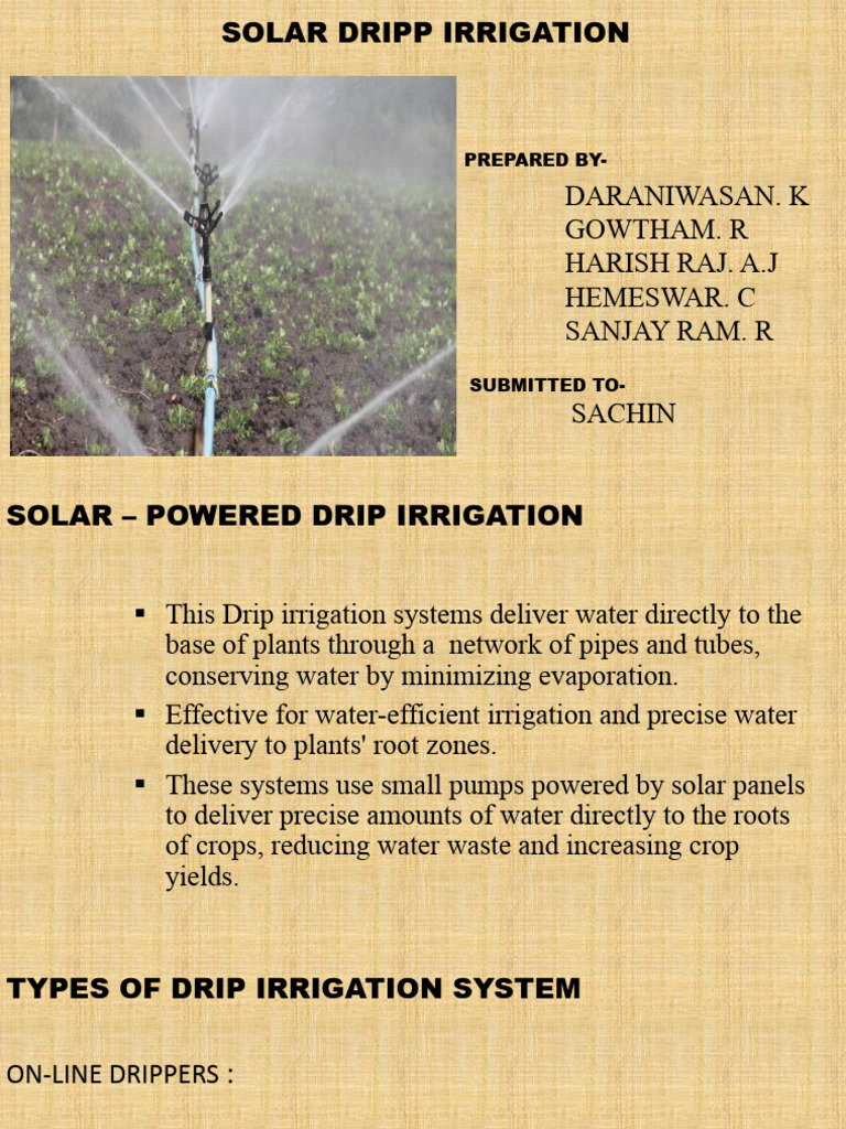 Solar Dripp Irrigation | PDF | Irrigation | Agriculture