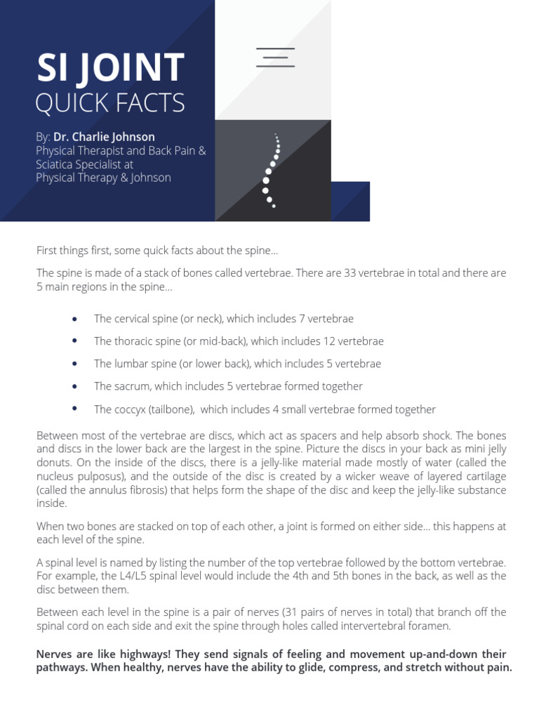 SI Joint Quick Facts | PDF | Vertebral Column | Skeletal System