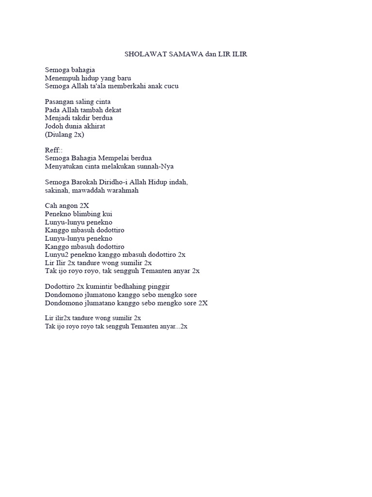 Sholawat Samawa Dan Lir Ilir | PDF