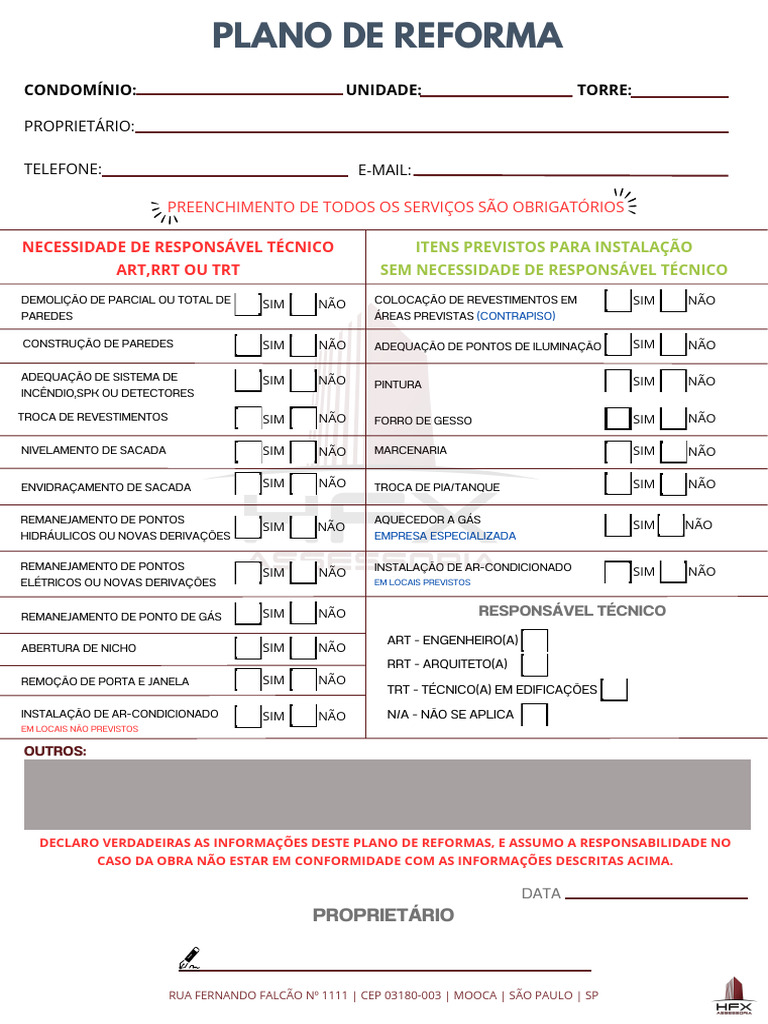 Plano de Reformas | PDF