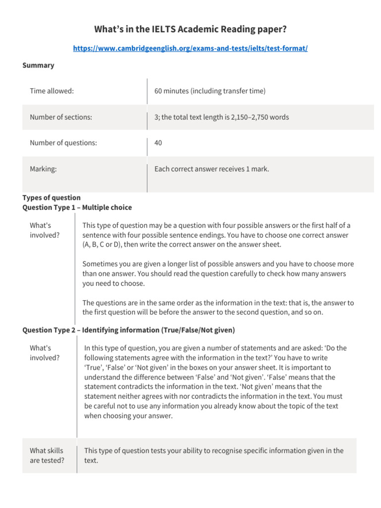 Reading Handout | PDF | Question | Multiple Choice