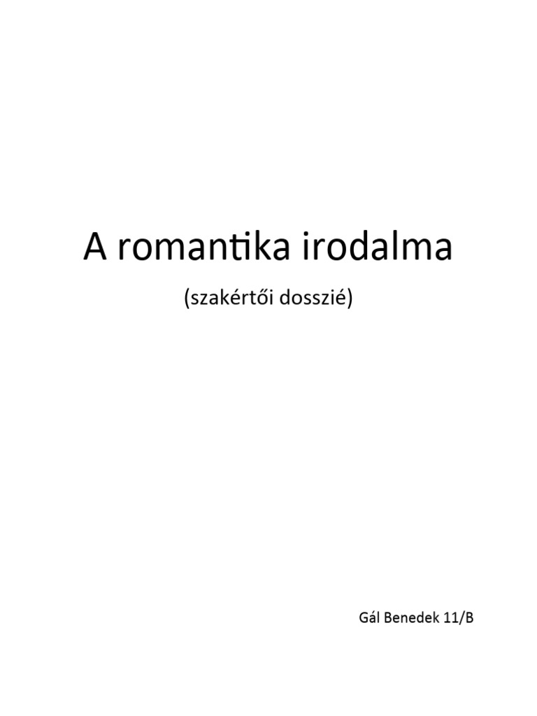 A Romantika Irodalma | PDF