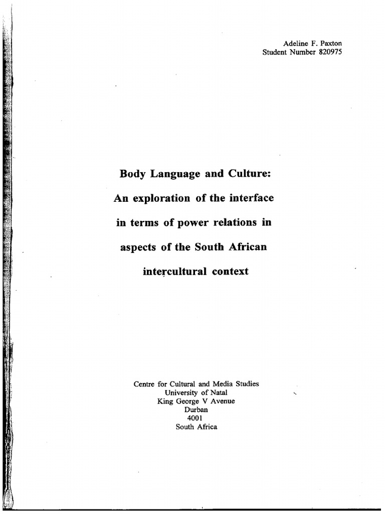 Paxton Body Language and Culture | PDF