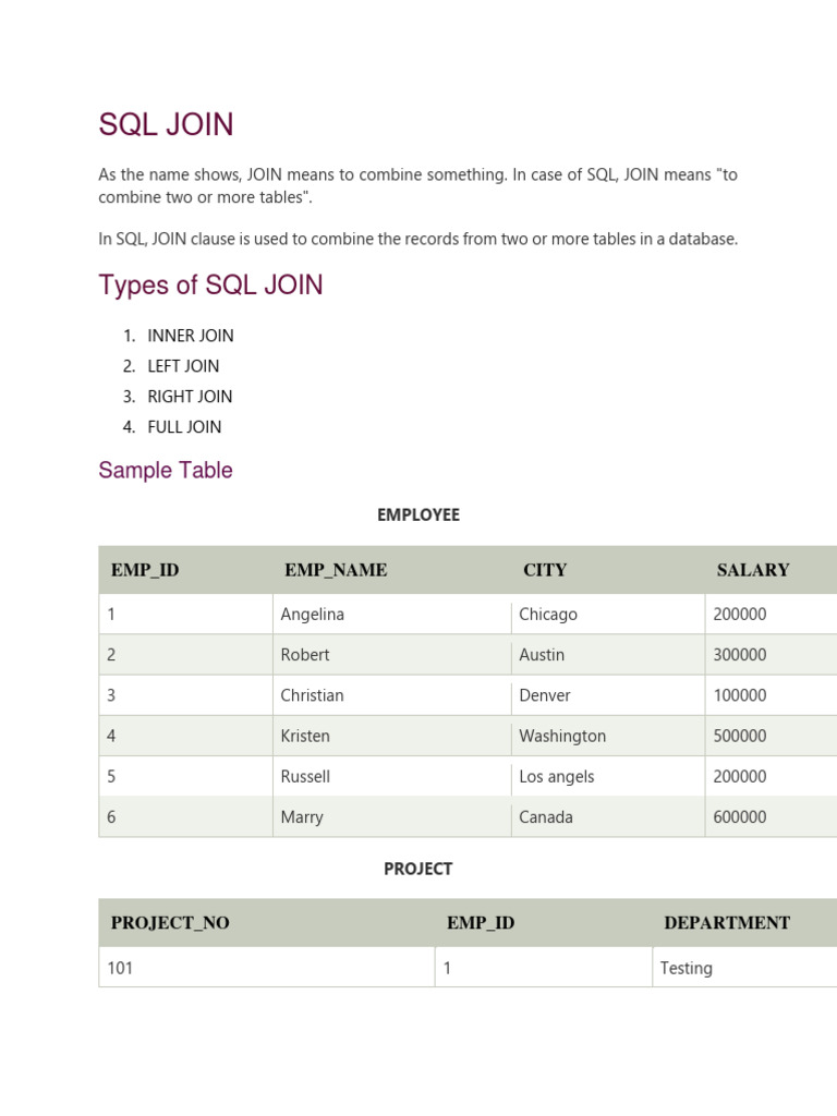 SQL Join | PDF | Data Management Software | Computing